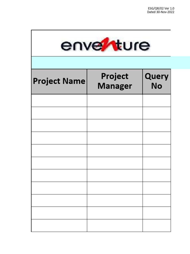 Query Tracker - Customer Name - PIR Number V1.0 1 | PDF