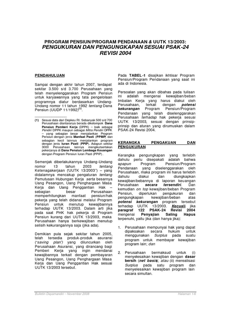 Akuntansi PPMP & PPIP Vs UUK 13-2003 | PDF