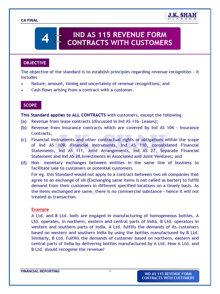 Ch. 4 - InD As 115 Revenue Form Contracts With Customers - Final ...