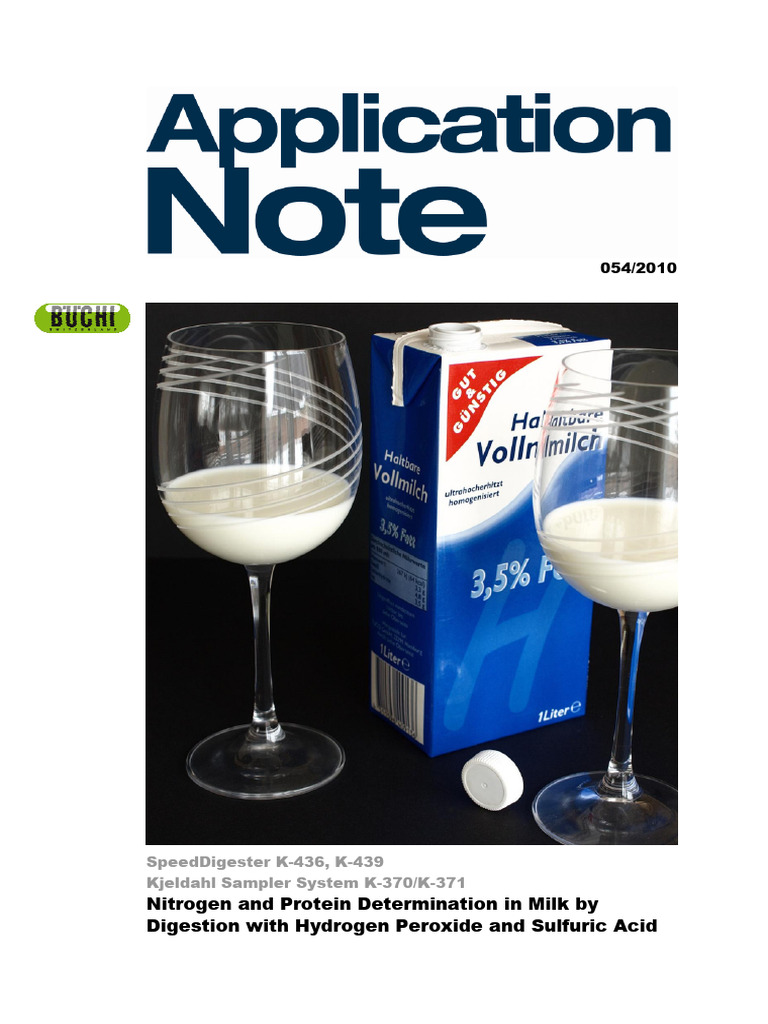 Nitrogen and Protein in Milk (H2O2 Digestion) | PDF | Analytical ...