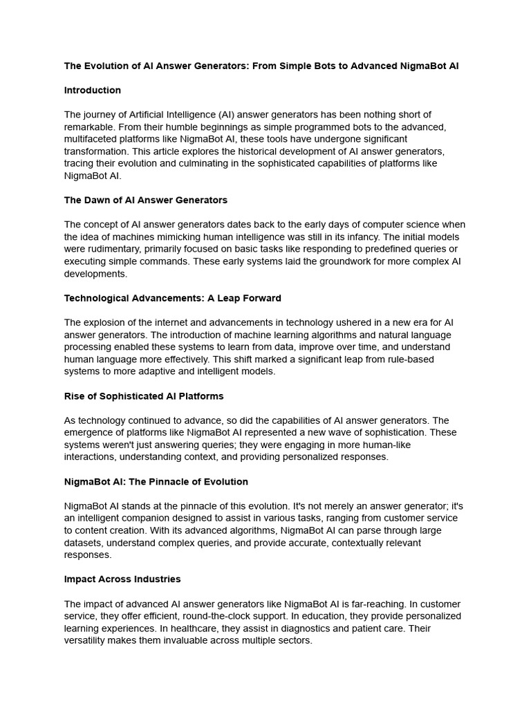 The Evolution of AI Answer Generators - From Simple Bots To Advanced ...