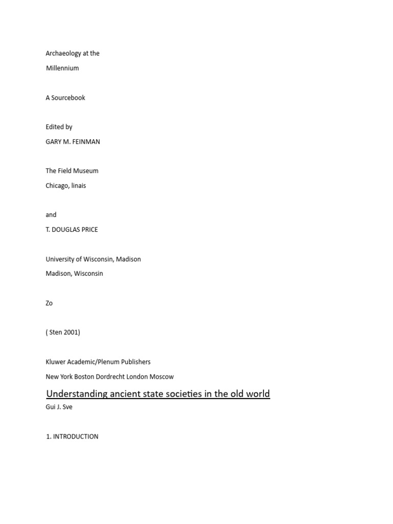 Understanding Ancient State Societies in The Old World | PDF ...