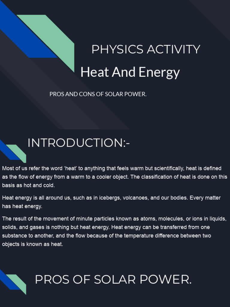 Physics Activity Pros And Cons Of Solar Energy Pdf 