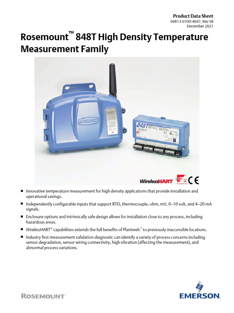 Product Data Sheet Rosemount 848t High Density Temperature Measurement ...