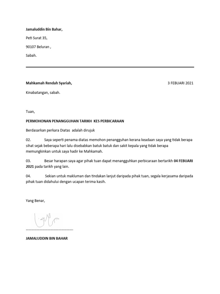 Surat Penangguhan Mahkamah | PDF