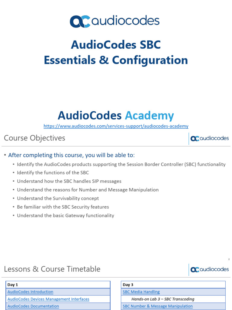 AudioCodes SBC Essentials & Configuration | PDF | Ip Address | Information Technology
