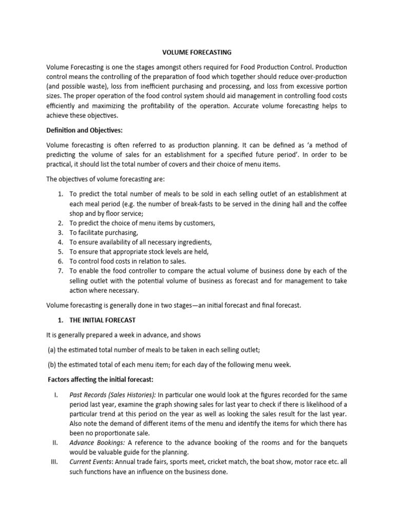 Volume Forecasting | PDF | Forecasting | Sales