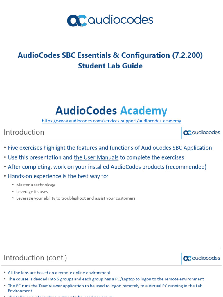 SBC Essentials & Configuration Student Lab Guide | PDF | Session Initiation Protocol | Port ...