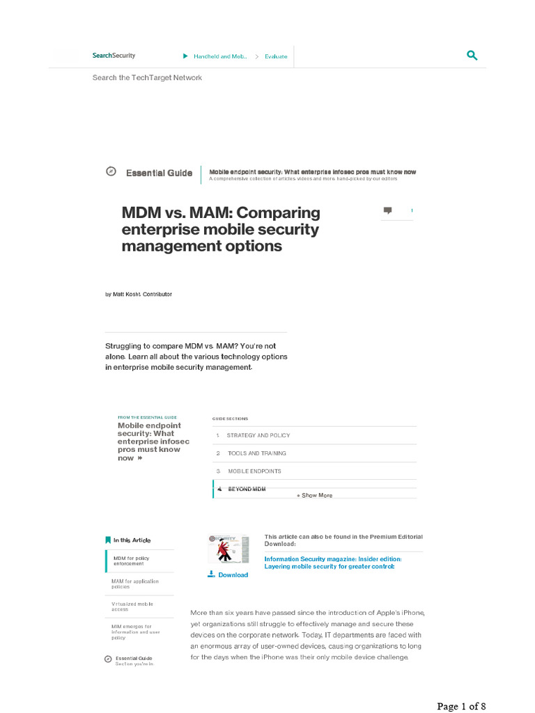 MDM Vs MAM Compari | PDF