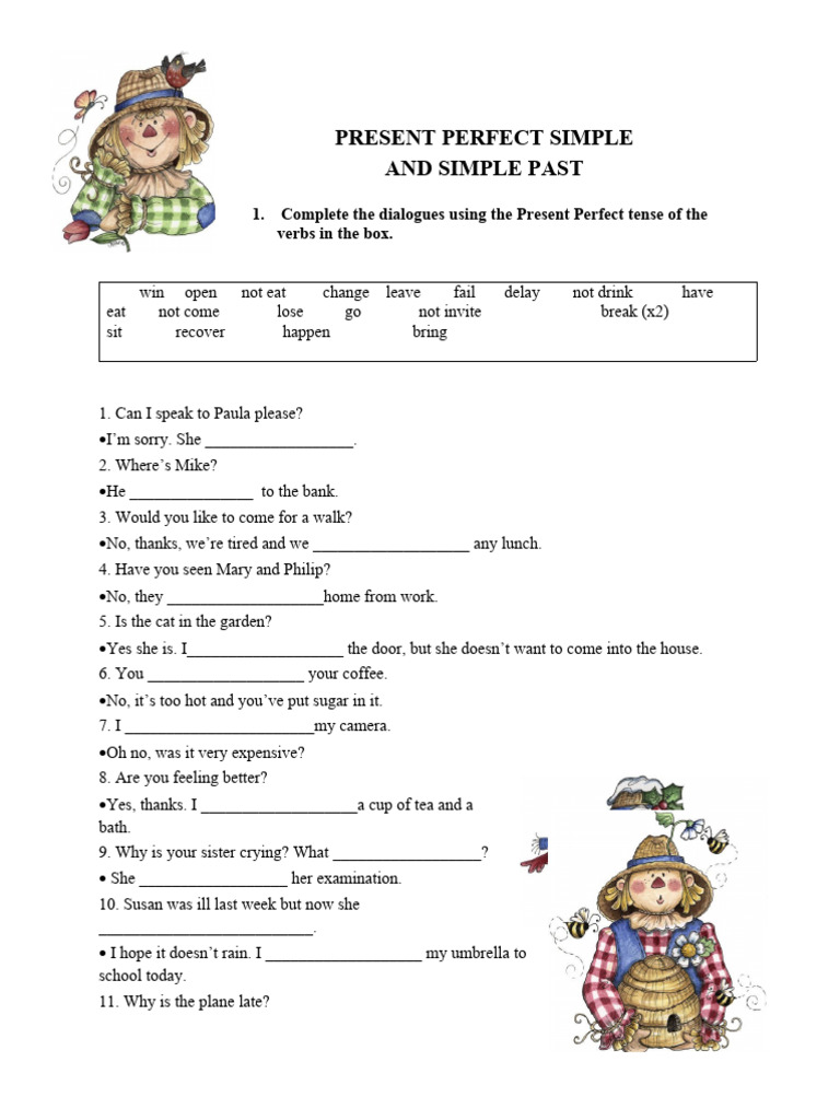 Present Perfect Simple and Past Tense Simple Grammar Drills 69500 | PDF ...