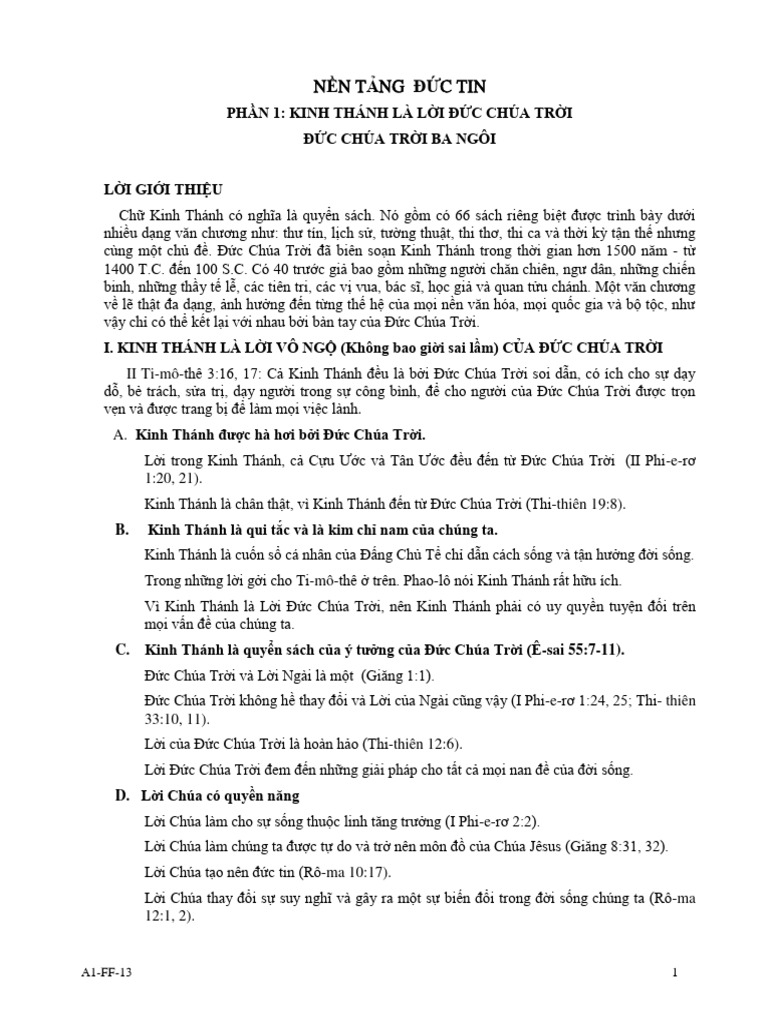 A1 - Nen Tang Duc Tin 1-6 | PDF