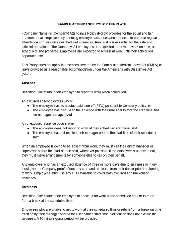 Employee Attendance Policy Template | PDF