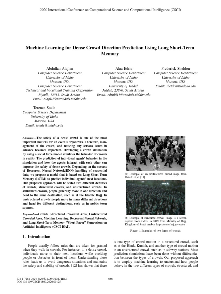 Machine Learning For Dense Crowd Direction Prediction Using Long Short-Term Memory | PDF ...