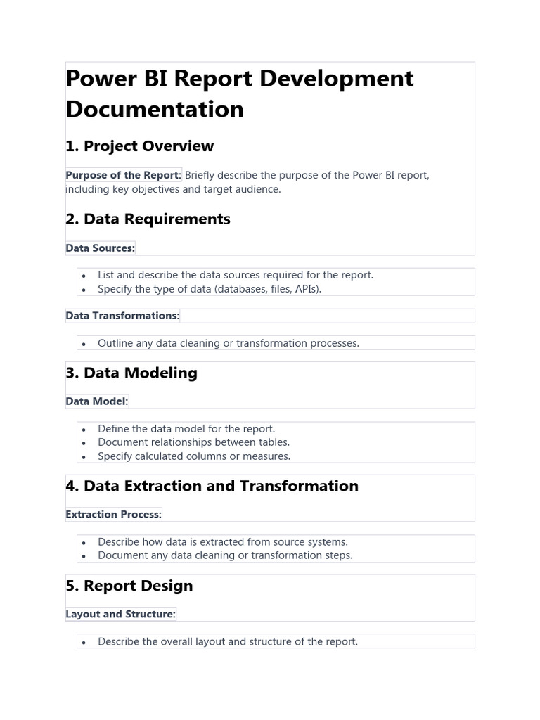 Power BI Report Development Documentation | PDF | Business | Computers