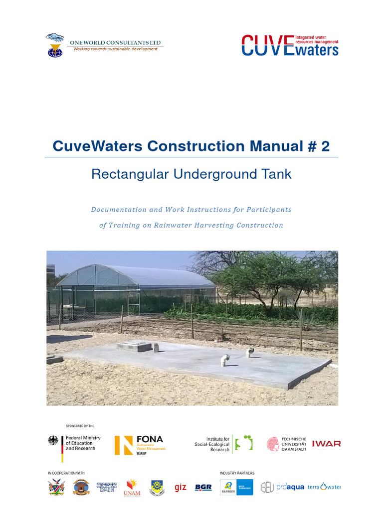 Cuvewaters Construction Manual # 2: Rectangular Underground Tank | PDF ...