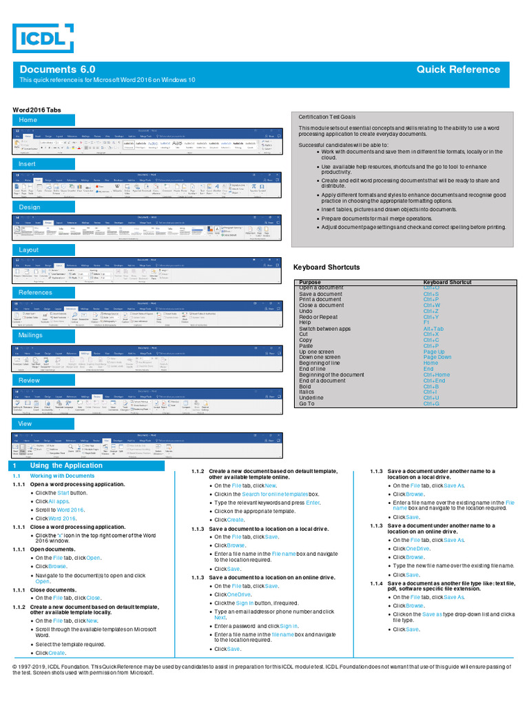 ICDL Documents 2016 6.0 - QRG | PDF | Letter Case | Hyperlink