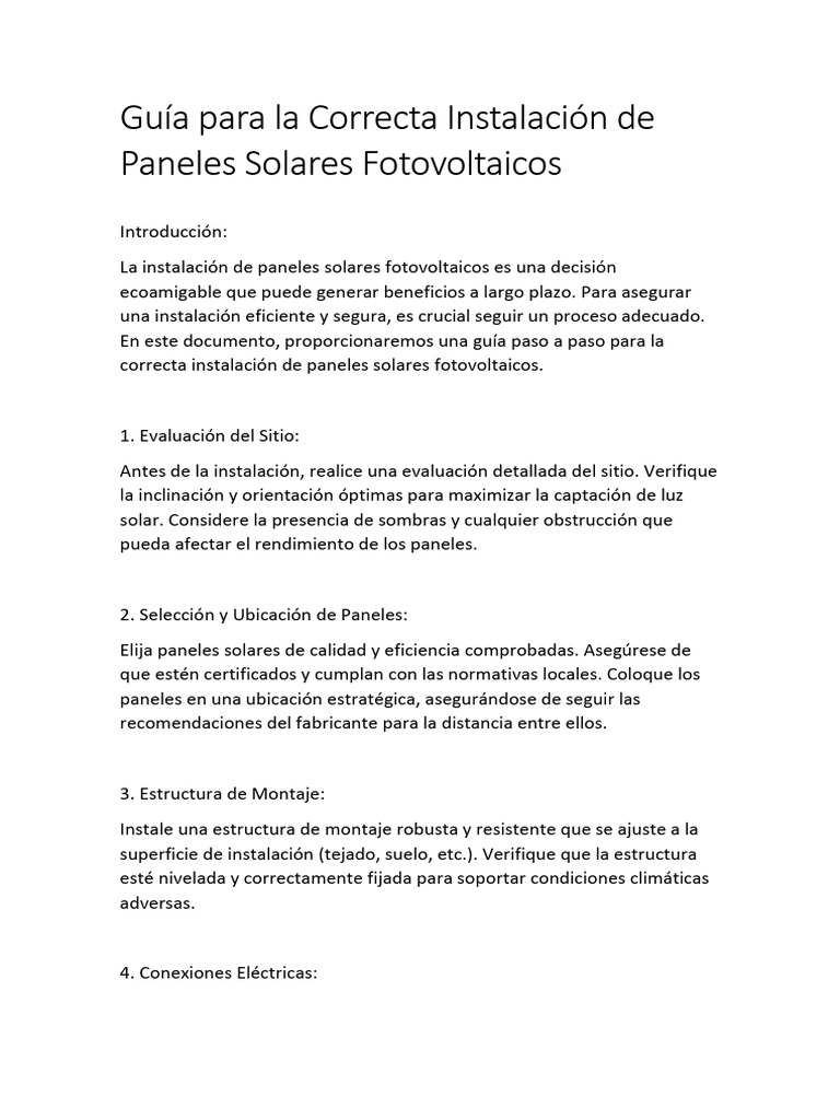 Instalación de Paneles Solares | PDF | Fotovoltaica | Ingenieria Eléctrica