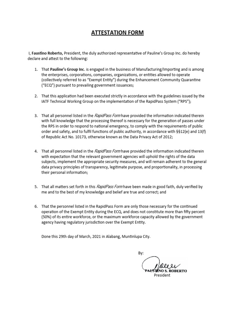 Attestation Form | PDF