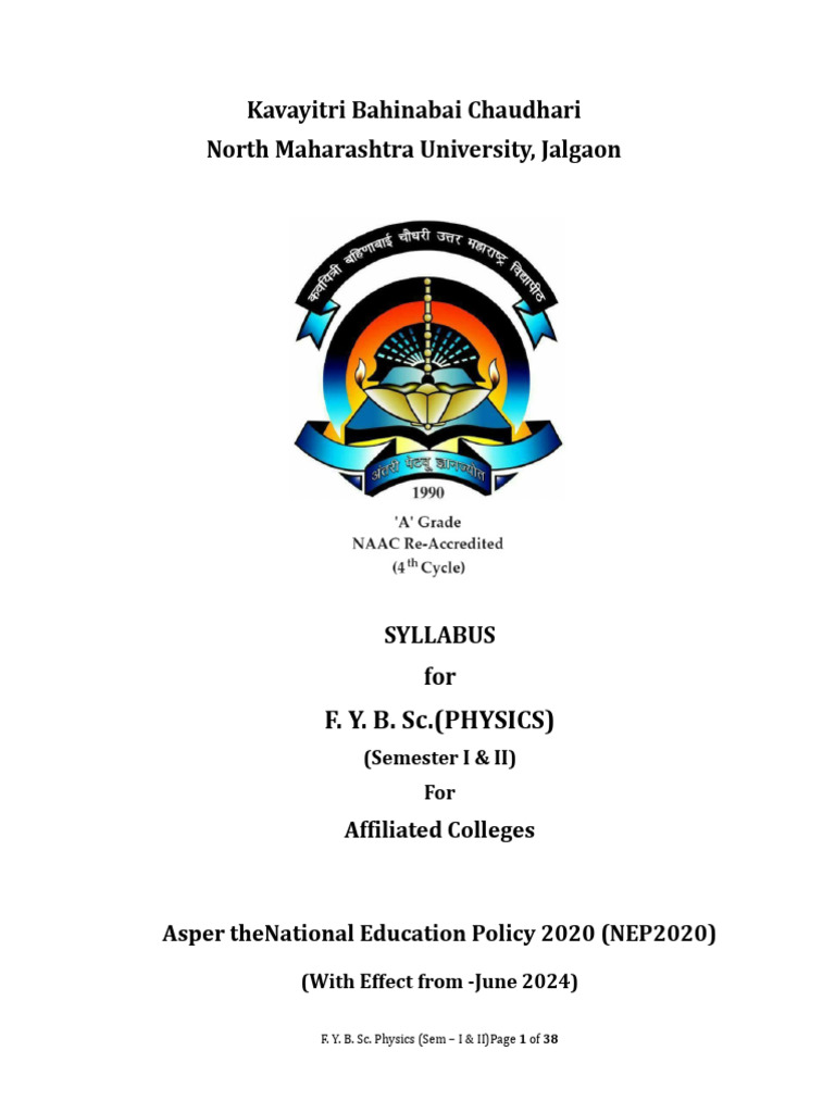 F.Y.B.Sc Physics Syllabus NEP 2020 | PDF | Rotation Around A Fixed Axis | Force