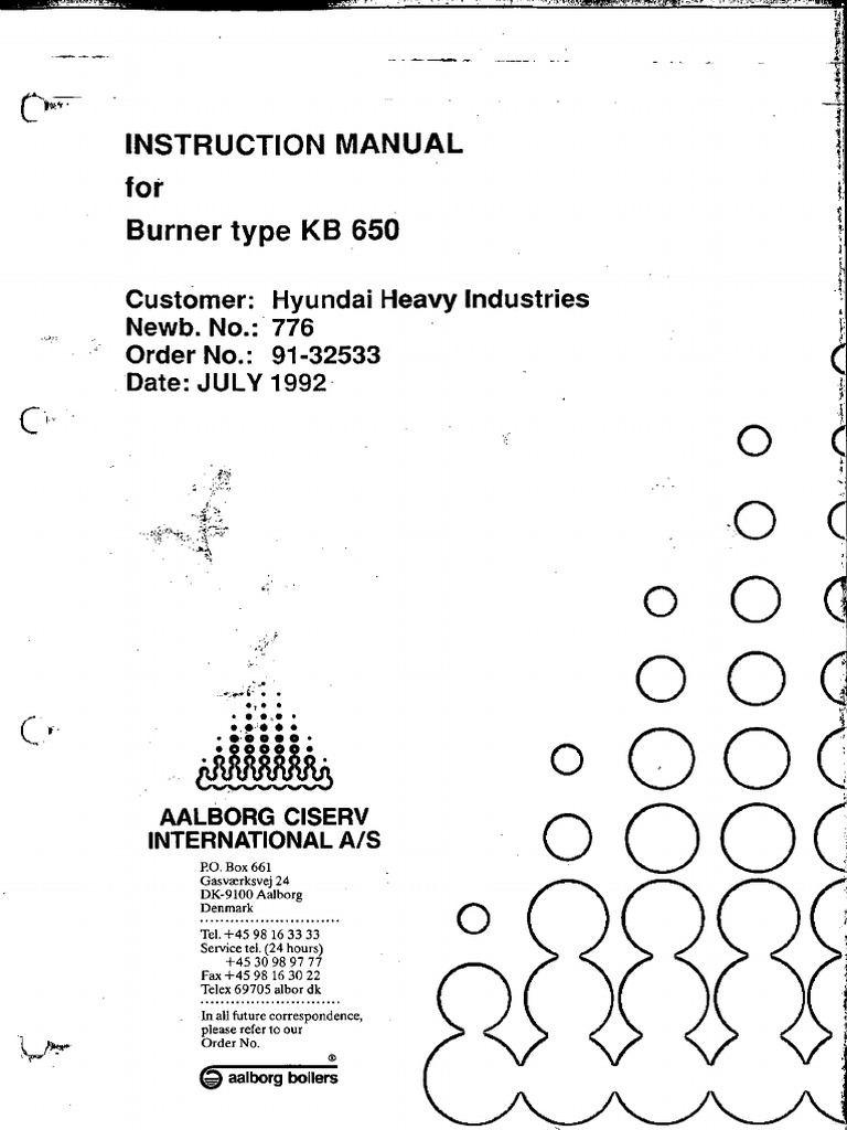 Aalborg Instruction Manual For Burner KB60 | PDF