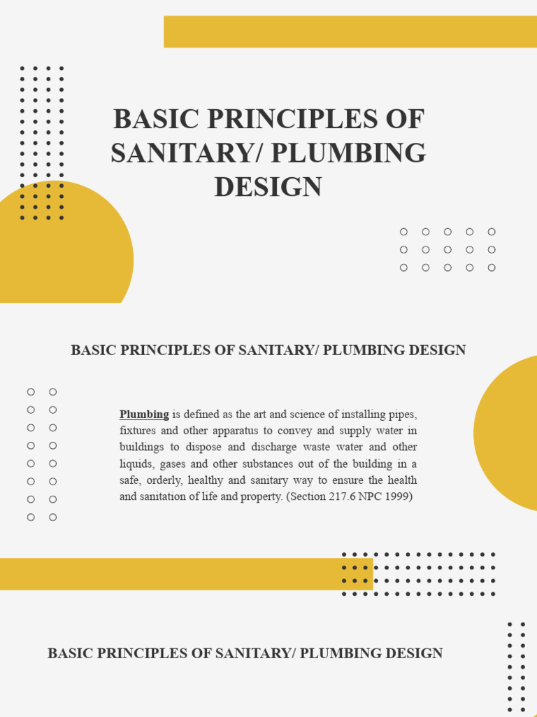 Basic Principle of Sanitary and Plumbing Design | PDF | Plumbing ...