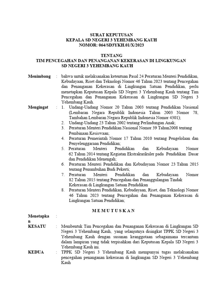 Contoh SK TTPK | PDF