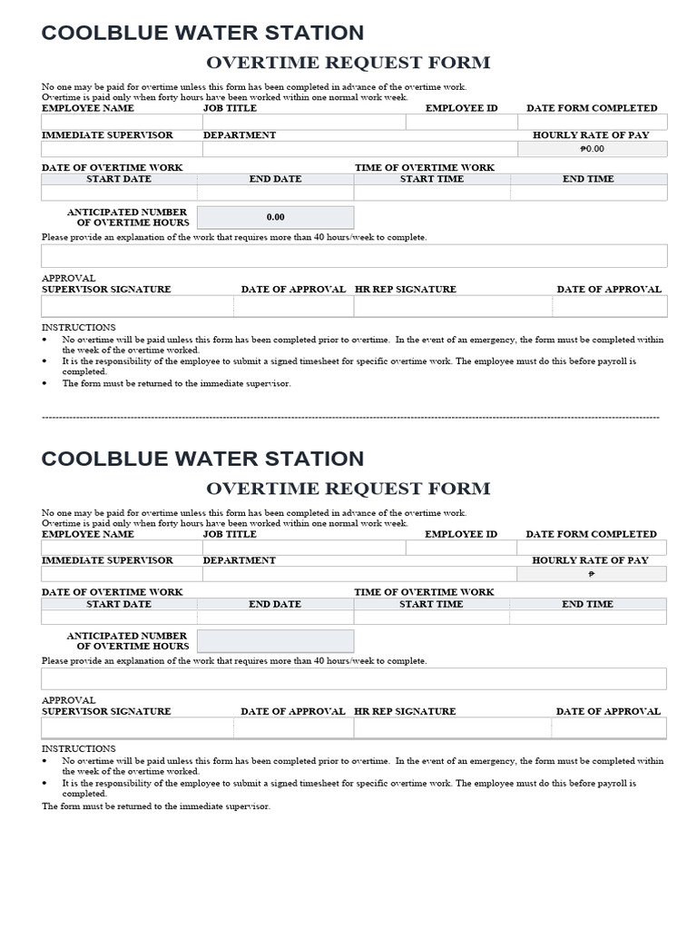 Overtime Form Pdf