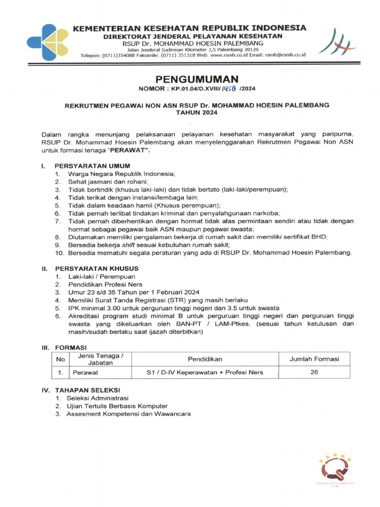 Pengumuman Rekrutmen Pegawai Non Asn | PDF