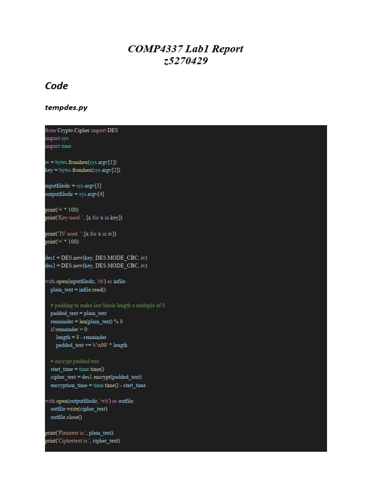COMP4337 Lab1 Report | PDF | Encryption | Cryptography