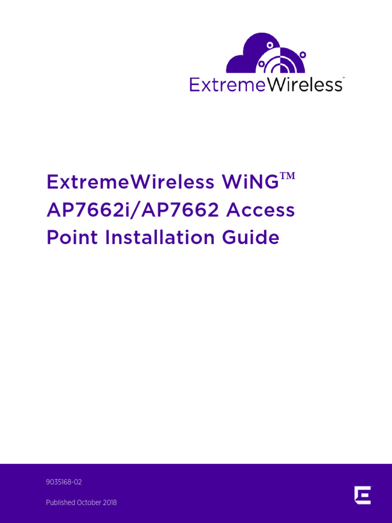 ExtremeWireless WiNG AP7662i_AP7662 Access Point Installation Guide ...