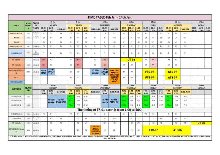 Time Table - 2023-24 | PDF