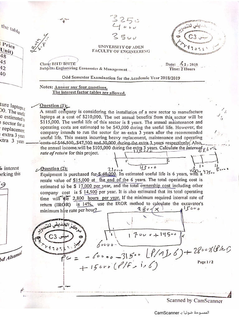 Eng - Economic - B5IT 2019 SLN - Exam | PDF