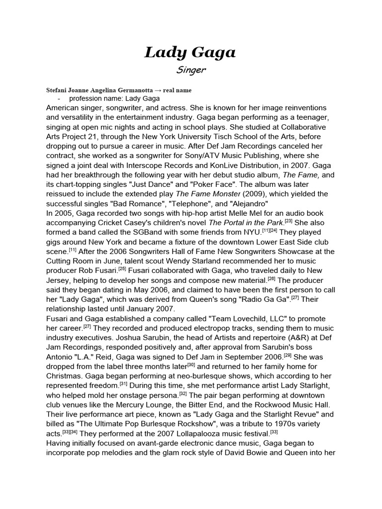 Lady Gaga | PDF | Lady Gaga | Music Industry