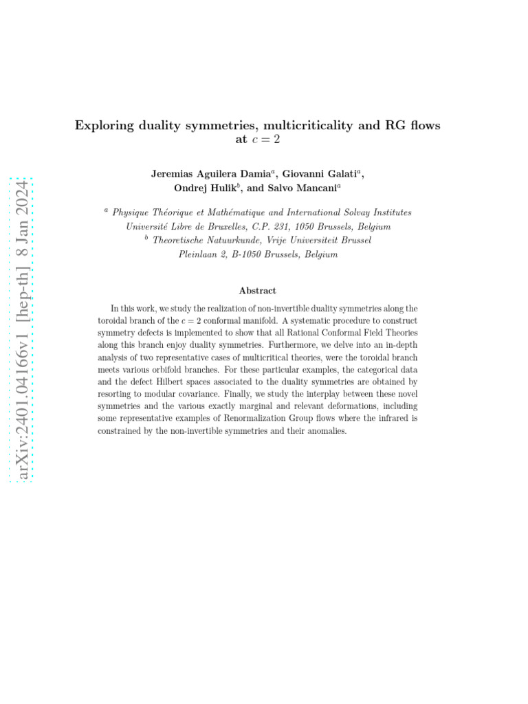 Exploring Duality Symmetries, Multicriticality and RG Flows Atc 2 | PDF | Gauge Theory | Field ...