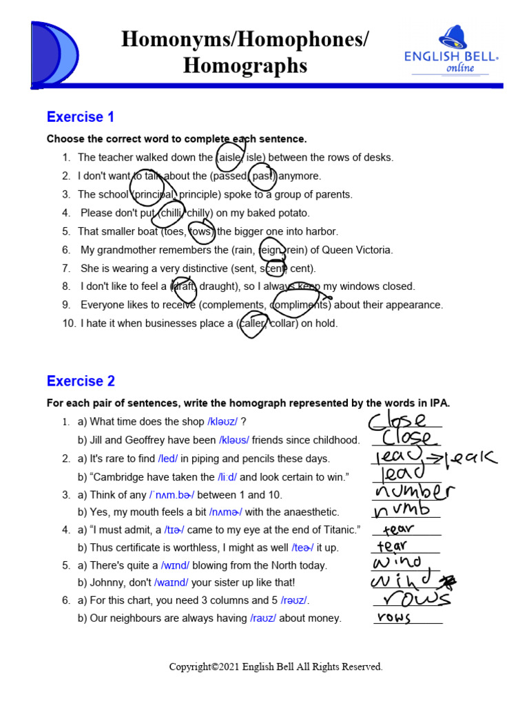 11 Homonyms, Homographs, Homophones | Download Free PDF | Lexicology