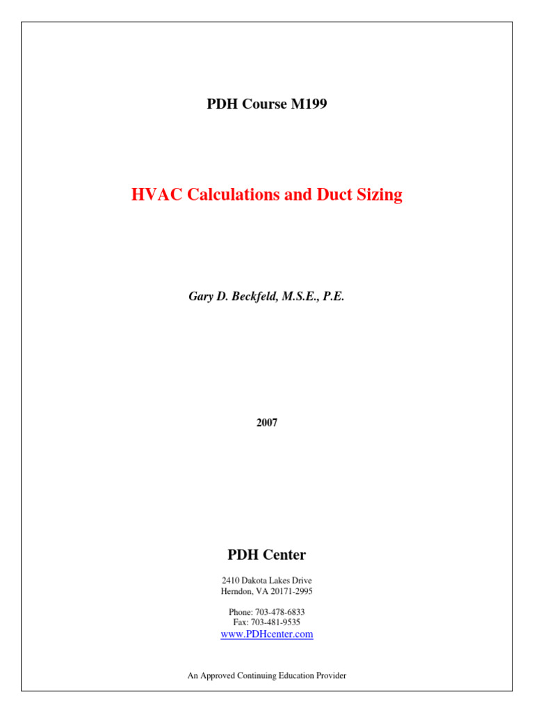 HVAC Duct Sizing and Calculations Guide | PDF | Duct (Flow) | Thermal ...