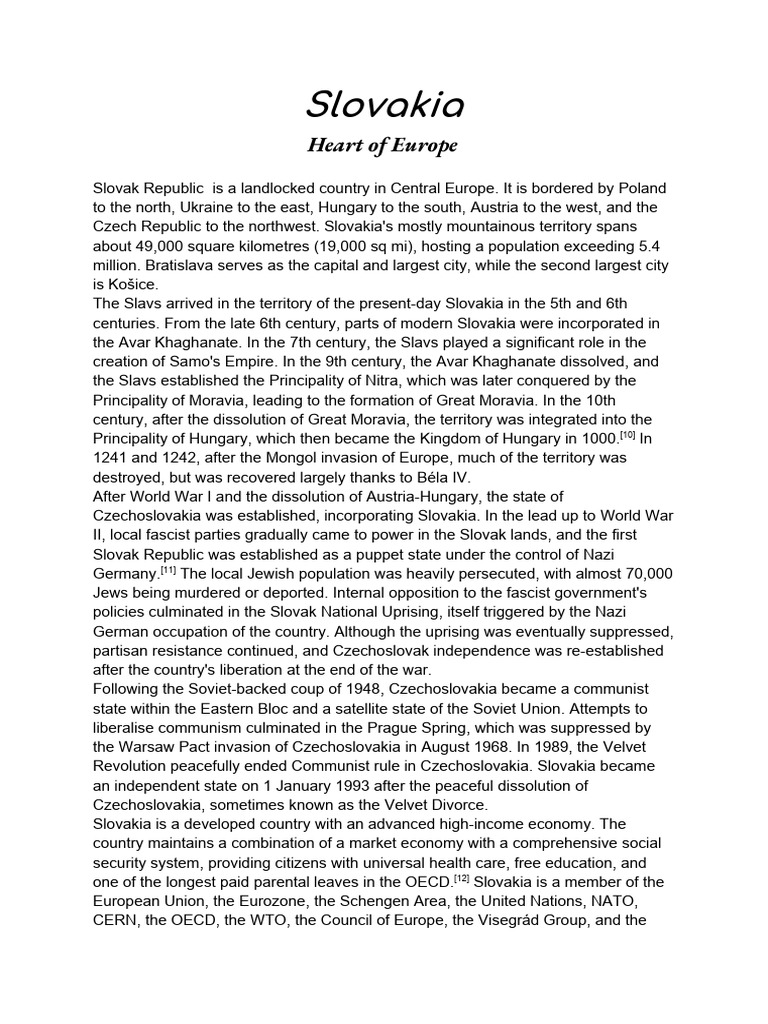 Slovakia | PDF | Slovakia | Czechoslovakia