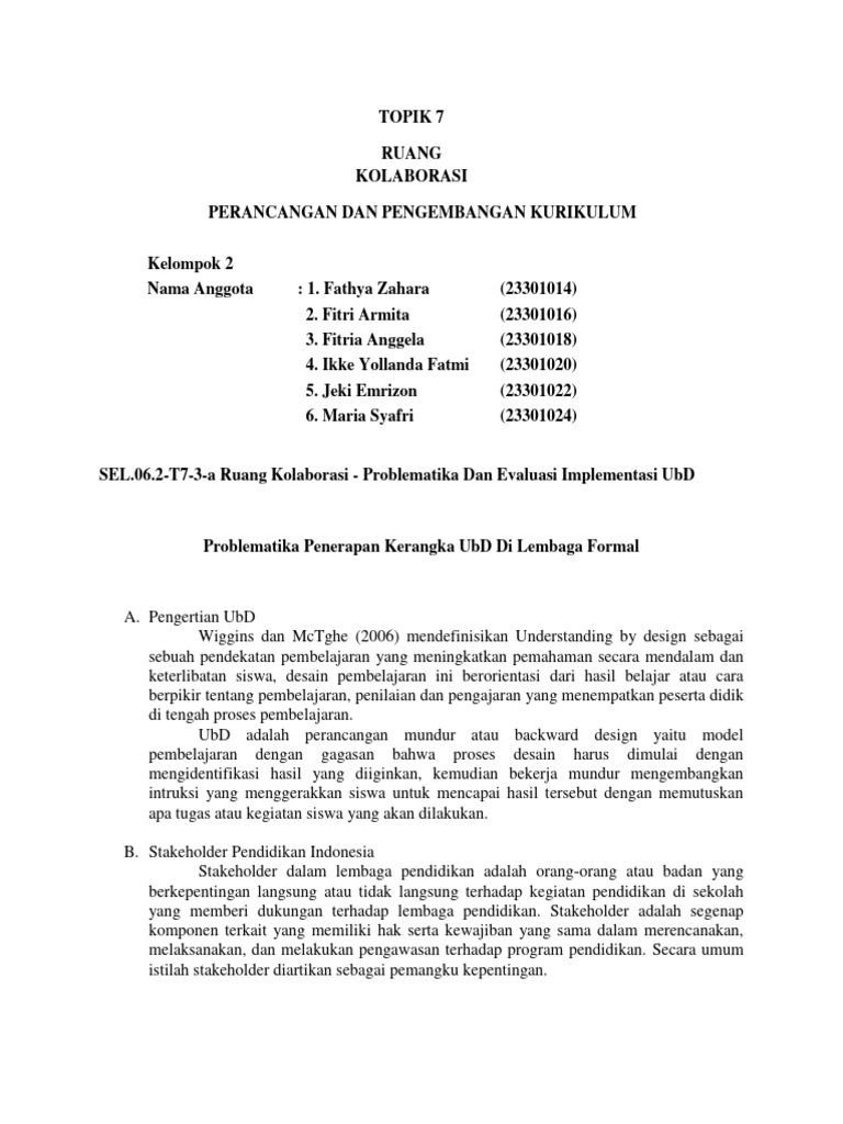 Problematika Implementasi UbD di Pendidikan | PDF | Karier & Perkembangan