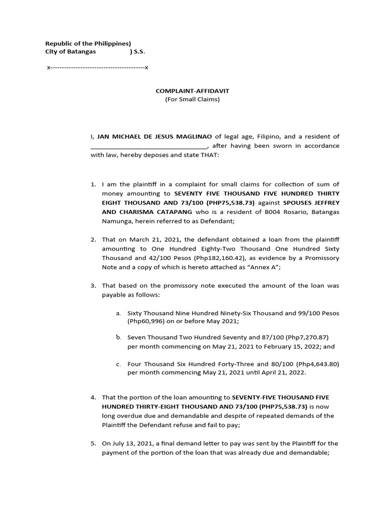 Affidavit (Small Claims) | PDF | Affidavit | Legal Procedure