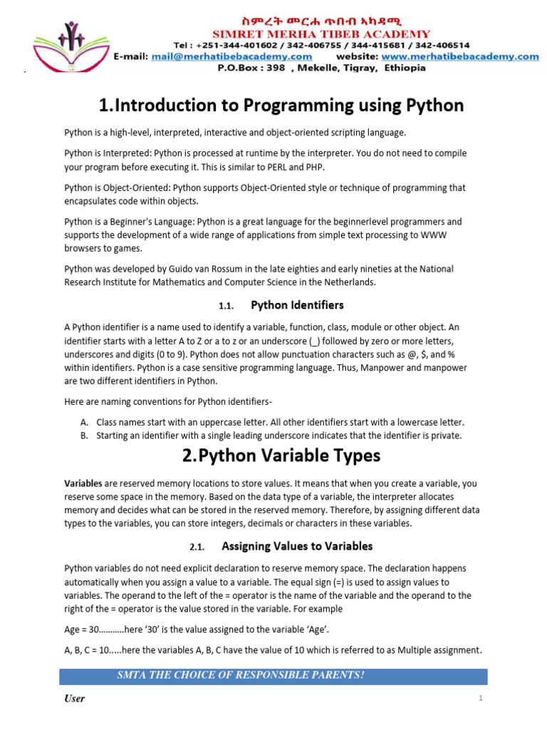 8th&9th Python Note | PDF