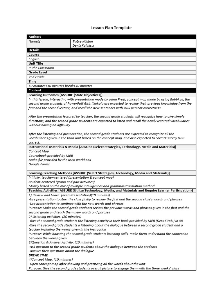Lesson Plan Template | PDF | Lesson Plan | Cognitive Science