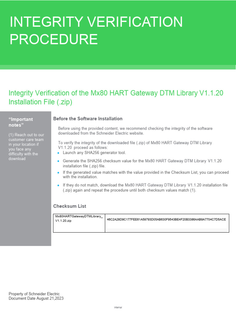 Mx80 HART Gateway DTM Library_V1.1.20 Integrity Verification Procedure ...