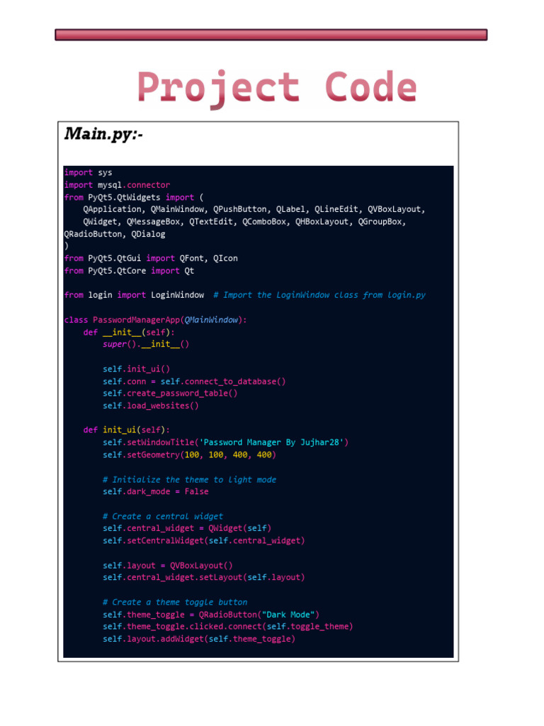 Password Manager Project Pdf My Sql Python Programming Language 8986