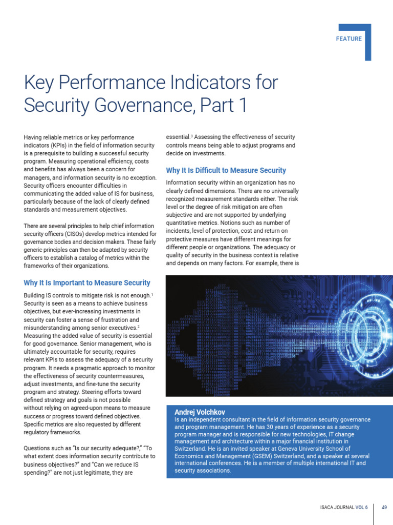 Key Performance Indicators For Security Governance Part 1 1652237976 | PDF