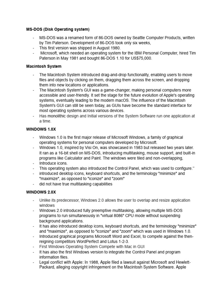 MS-DOS (Disk Operating System) : Has Design and Initial Versions of The System Software Run One ...