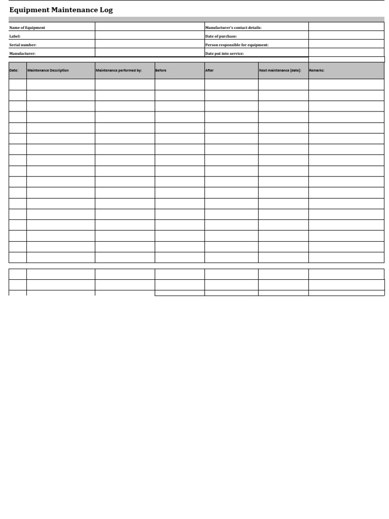 Equipment Maintenance Log | PDF