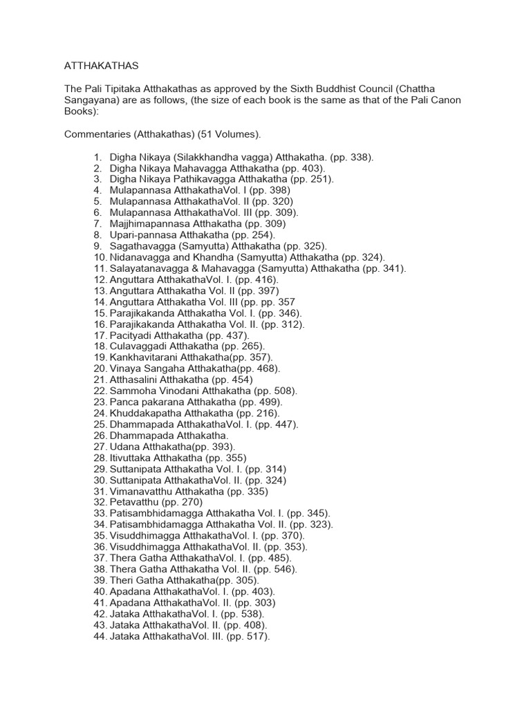 Kitab Komentar - ATTHAKATHA | PDF | Pali | Buddhist Texts
