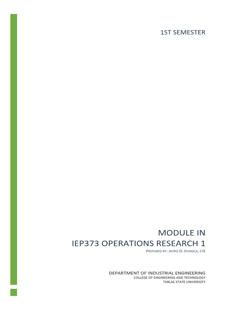 Instructional Material in Operations Research 1 | PDF