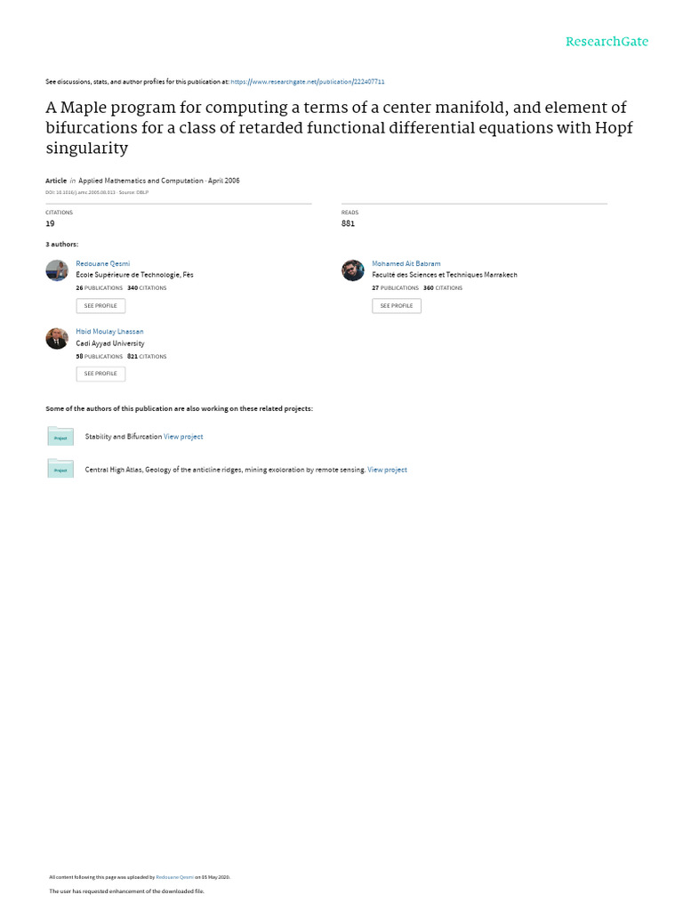 1 Hopf | PDF | Stability Theory | Equations
