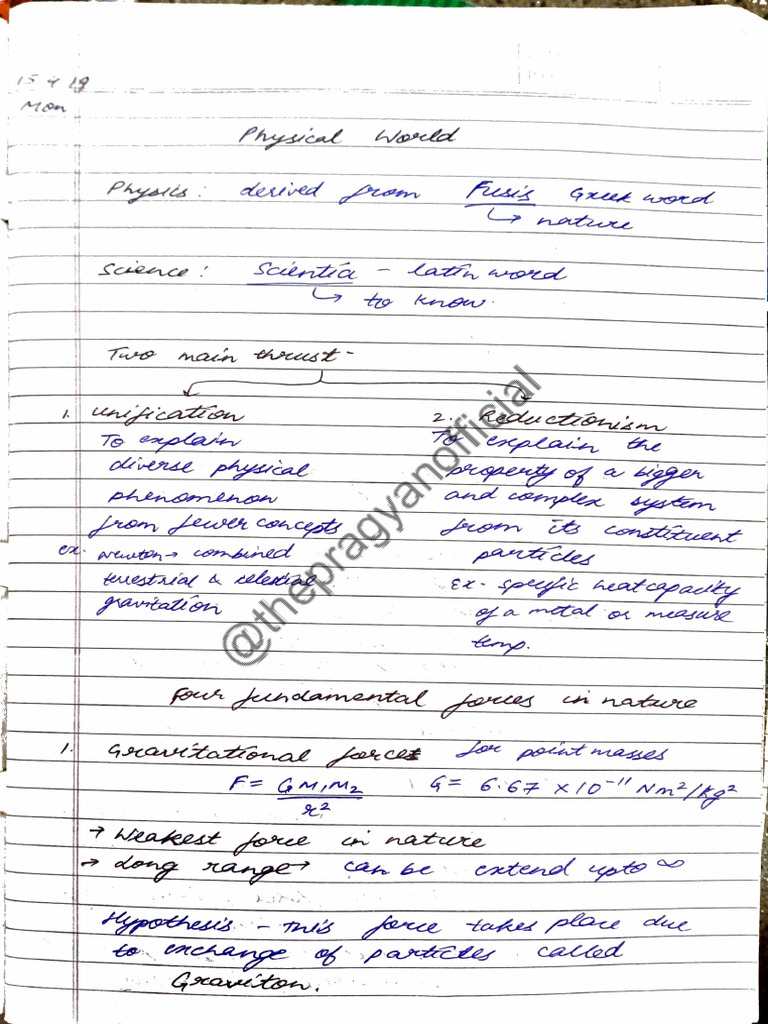 Physical World + Units & Dimensions Notes Handwritten | PDF